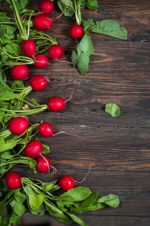 Fresh Radish on Old Wooden Table. Radish Background Stock Photo - Image ...