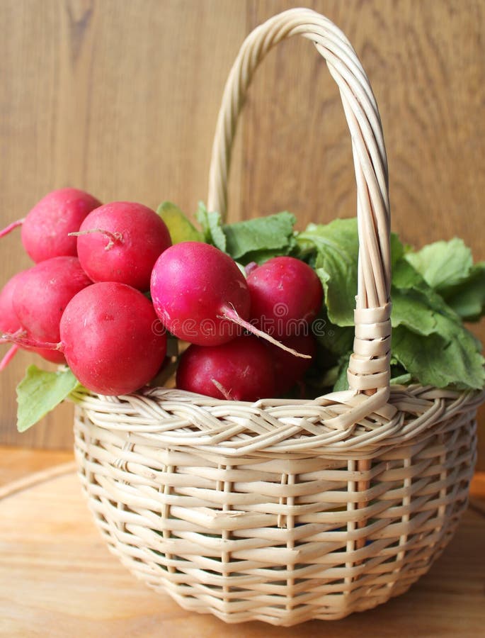 Fresh Radish in a Wicker Basket Stock Image - Image of nature, bunch ...