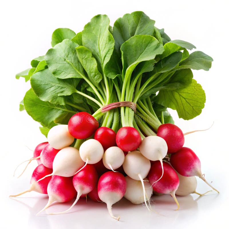 Fresh Radishes with White Tips on Plate Stock Illustration ...