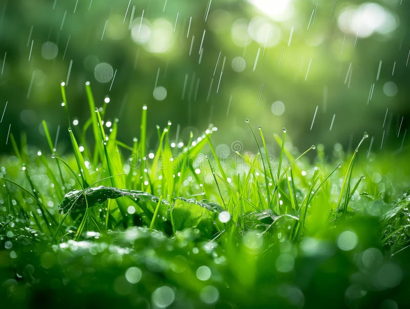Fresh Rain on Green Grass stock image. Image of peaceful - 324560593