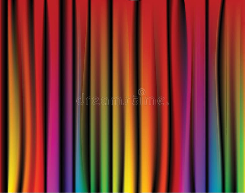Rainbow Curtain on Theater Stage Stock Illustration - Illustration of ...