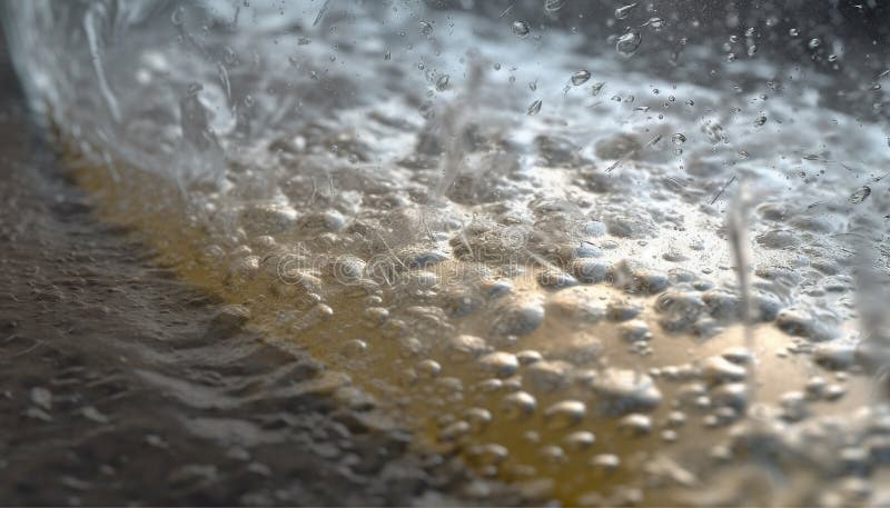 Fresh Raindrop on Glass Reflects Abstract Beauty in Nature Environment ...