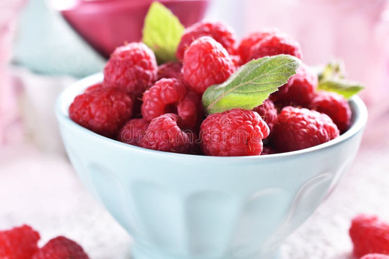 Fresh Raspberries in a Bowl Stock Image - Image of table, season: 152275023