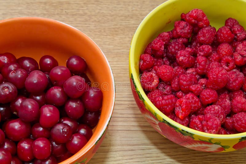Fresh Raspberries and Cherries Stock Photo - Image of vitamins ...