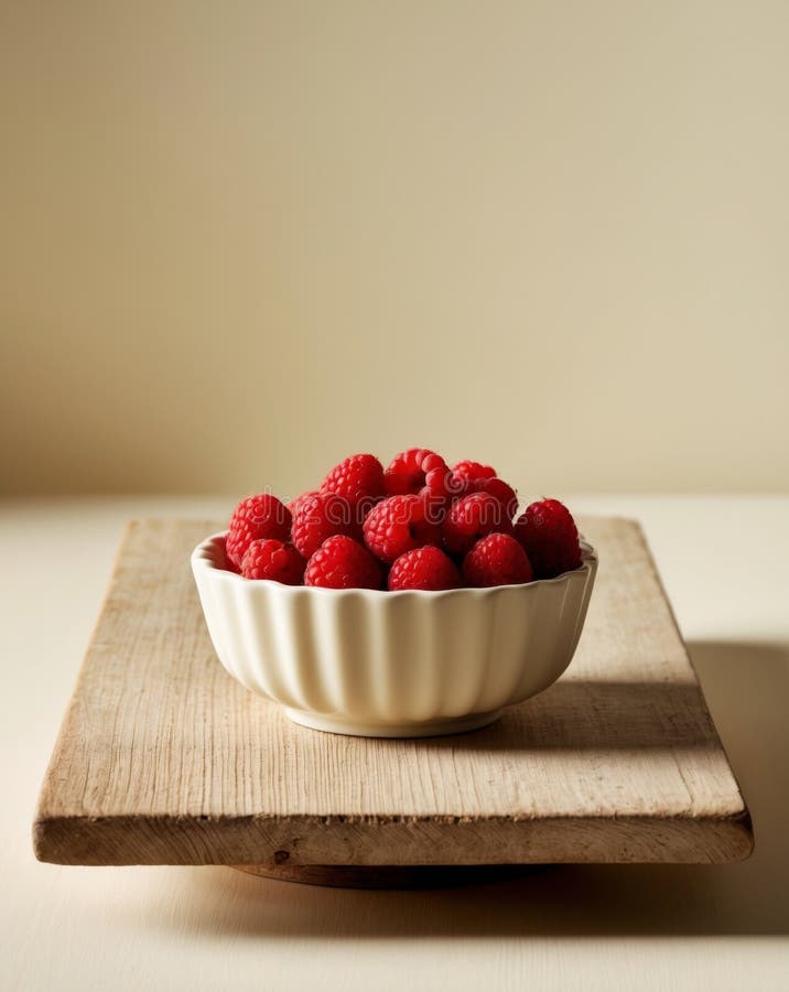 Fresh Raspberries in Chocolate Dessert Bowl. Stock Image - Image of ...