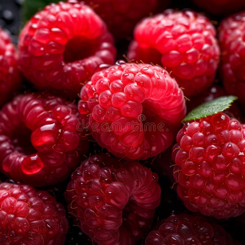 Fresh Raspberries with Drops of Water Stock Illustration - Illustration ...