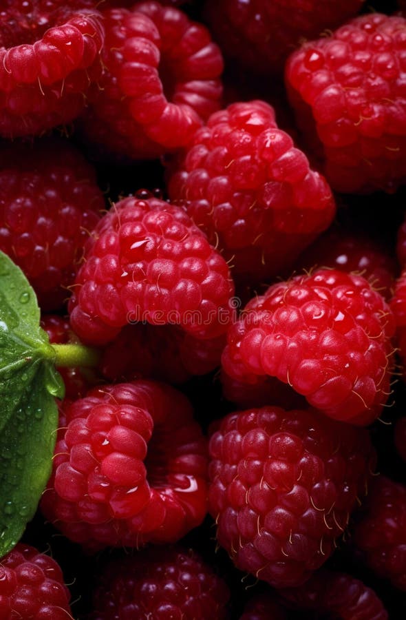 Fresh Raspberries with Drops of Water Stock Illustration - Illustration ...