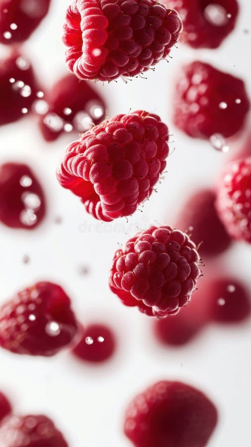 Fresh Raspberries Floating in Air Stock Image - Image of harvesting ...