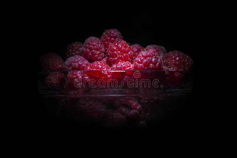 Fresh Raspberries Isolated on Black Background Stock Image - Image of ...
