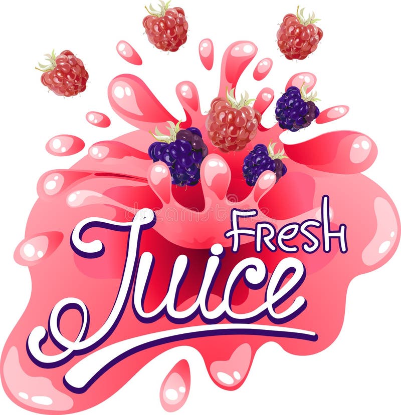 Fresh raspberries juice. stock vector. Illustration of motion - 67288301