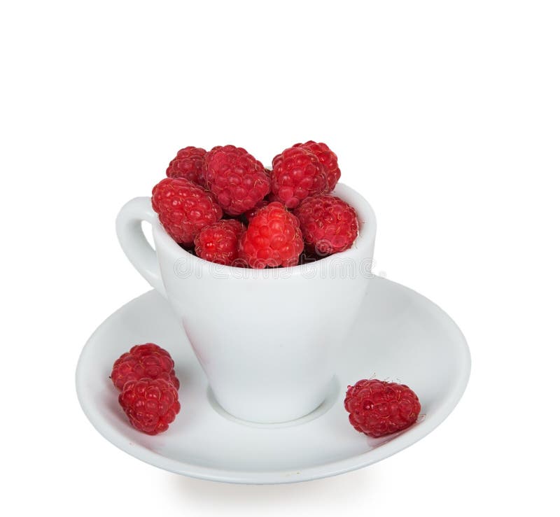 Fresh Raspberries in a White Cup Stock Photo - Image of food ...