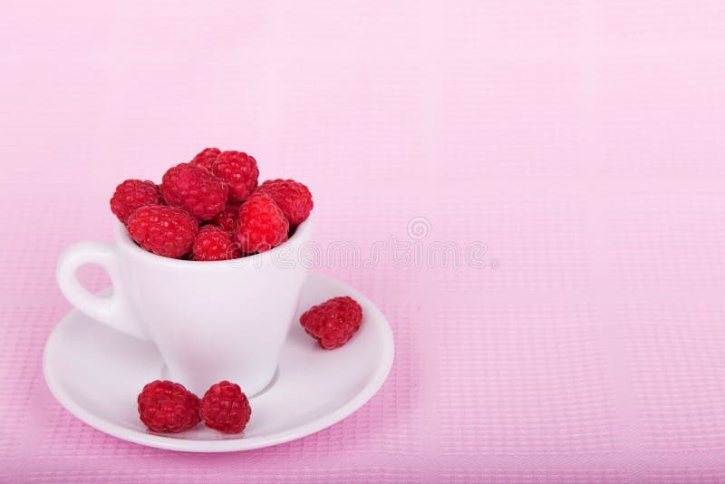 Fresh Raspberries in a White Cup Stock Photo - Image of healthy ...