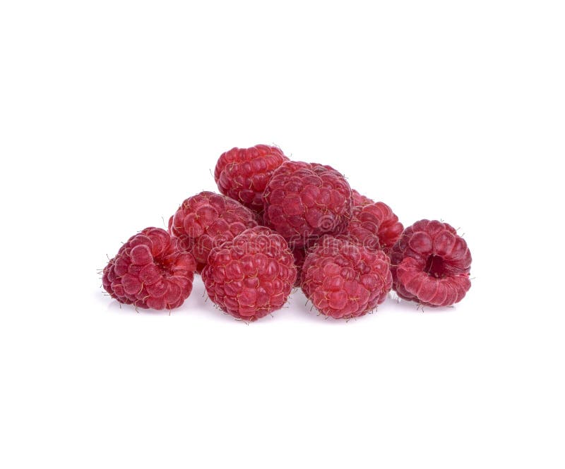 Fresh Raspberry with Leaves Isolated on White Background Stock Photo ...
