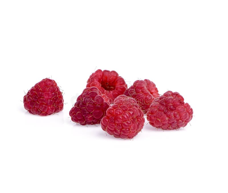 Fresh Raspberry with Leaves Isolated on White Background Stock Photo ...
