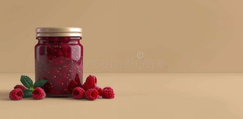 Fresh Raspberry Jam Jar Mockup Realistic Design for Print, Advertising ...