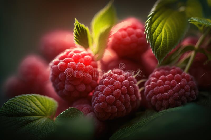 Fresh Raspberry with Leaves on Wooden Background Stock Illustration ...