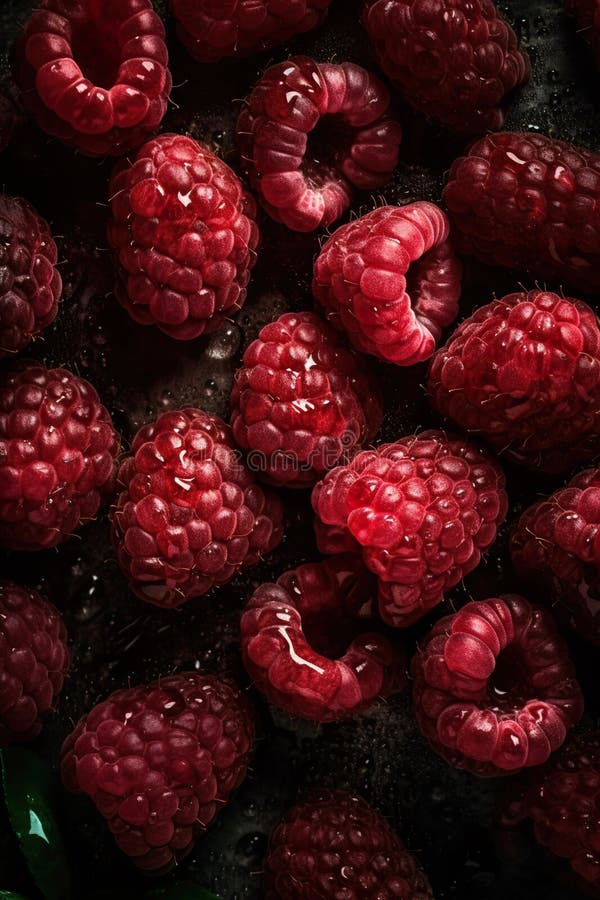 Fresh Raspberry with Leaves on Wooden Background Stock Illustration ...