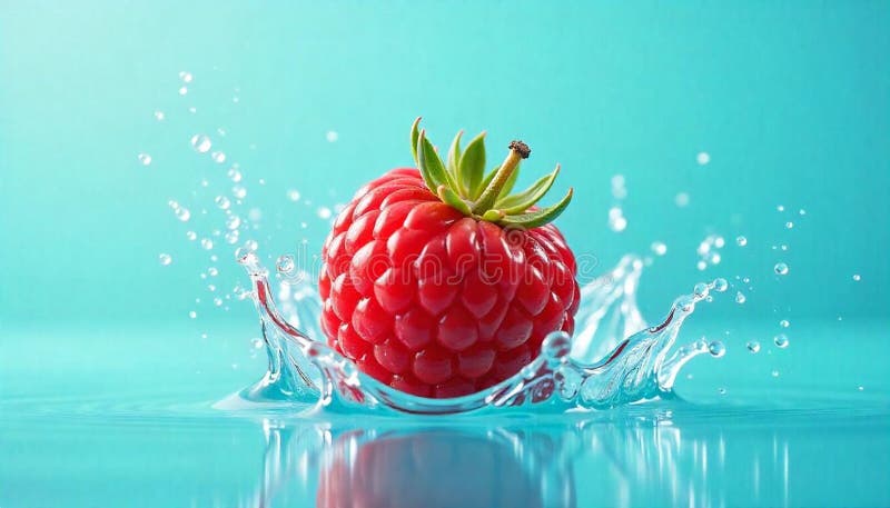 Fresh Raspberry Splash in Water with Clean Background Stock ...