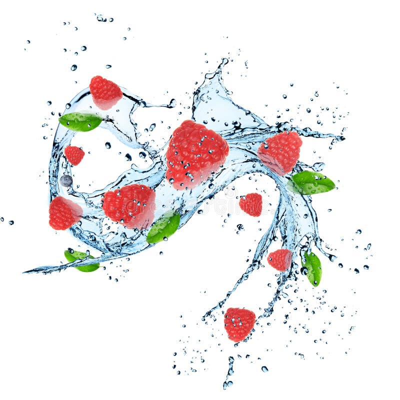 Fresh Raspberry with Water Splash Stock Photo - Image of juice, splash ...