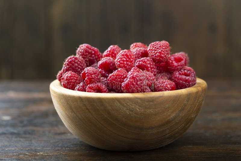 Fresh Raspberry in a Wooden Plate Stock Photo - Image of pharmacy ...