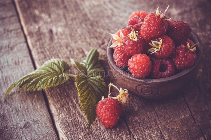 Fresh Raspberry on a Wooden Table Stock Image - Image of wooden, berry ...
