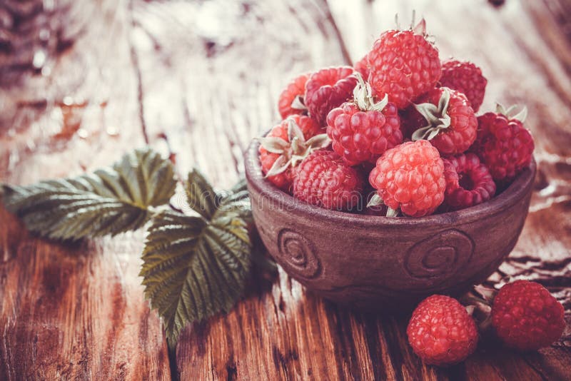 Fresh Raspberry on a Wooden Table Stock Image - Image of seed, food ...