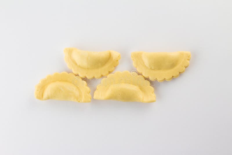 Fresh Ravioli Pasta. Half Moon Shape Stock Photo - Image of food ...