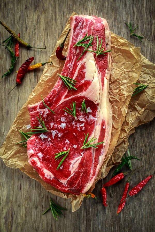 Fresh Raw Beef Bone Rib Roughly Choppid on on Baking Paper. Stock Image ...