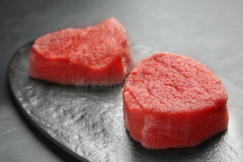 Fresh Raw Beef Cut on Black Table Stock Image - Image of meat, dinner ...
