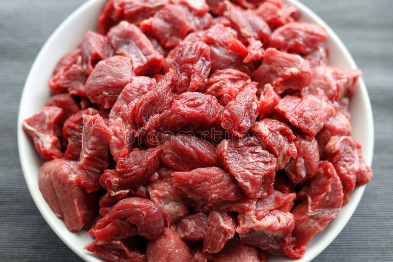 Fresh, Raw Beef Cut into Pieces, Prepared for Goulash Stock Image ...
