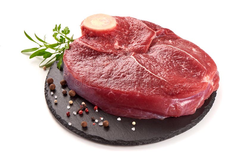 Fresh Raw Beef Meat with Bone for Steak, Isolated on White Background ...