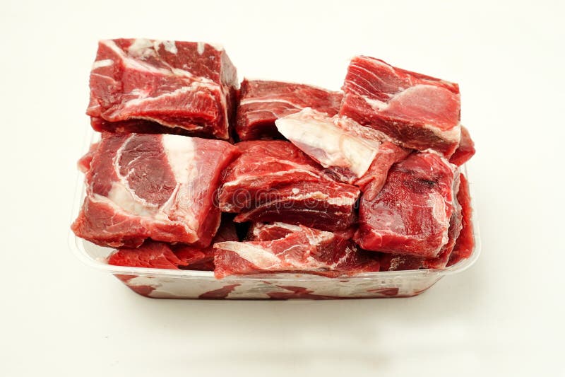Fresh Raw Beef Meat in Plastic Container, Stock Image - Image of plant ...