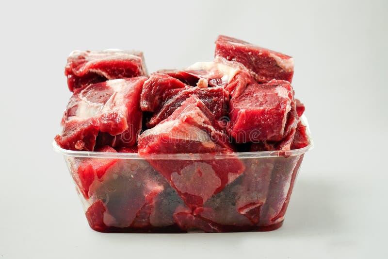 Fresh Raw Beef Meat in Plastic Container, Stock Image - Image of ...