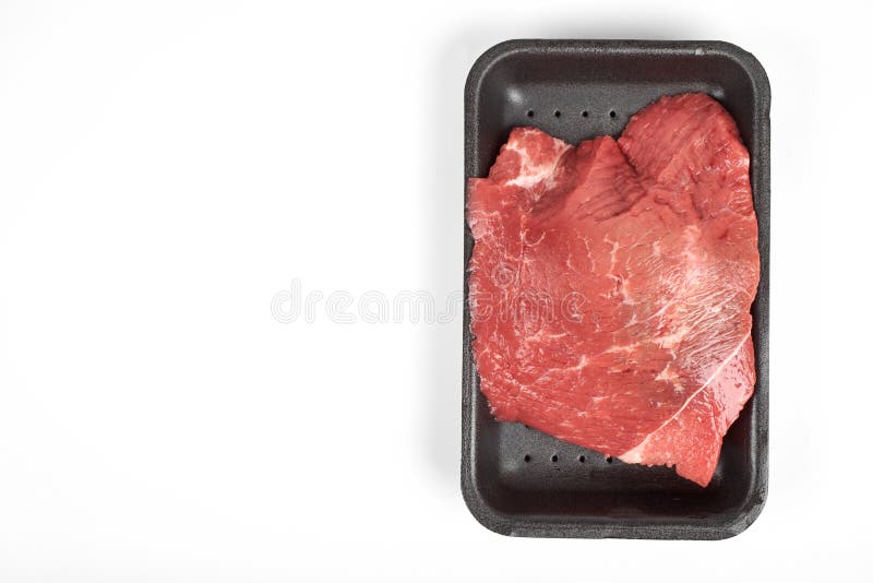 Fresh Raw Beef in a Package Isolated on White Background Stock Image ...