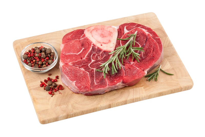 Fresh Raw Beef Steak with Bone on Cutting Board Stock Image - Image of ...