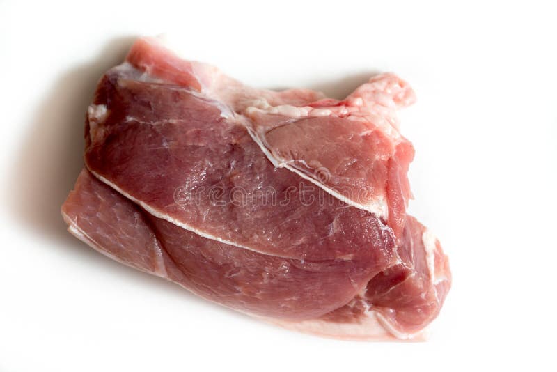 Fresh Raw Beef Steak Isolated on White Background, Top View Stock Photo ...