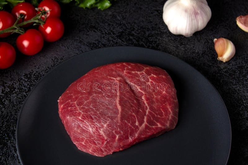 Fresh Raw Beef Steak Raw Meat with Vegitables Stock Photo - Image of ...