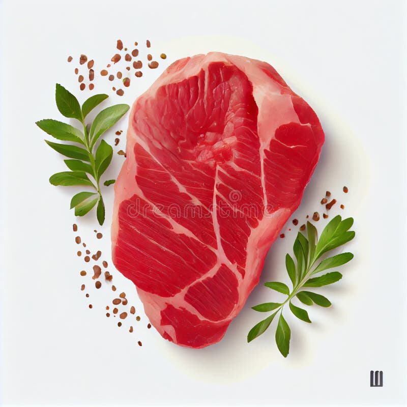 Fresh Raw Beef Steak, Top View, Isolated on White.generative Ai Stock ...