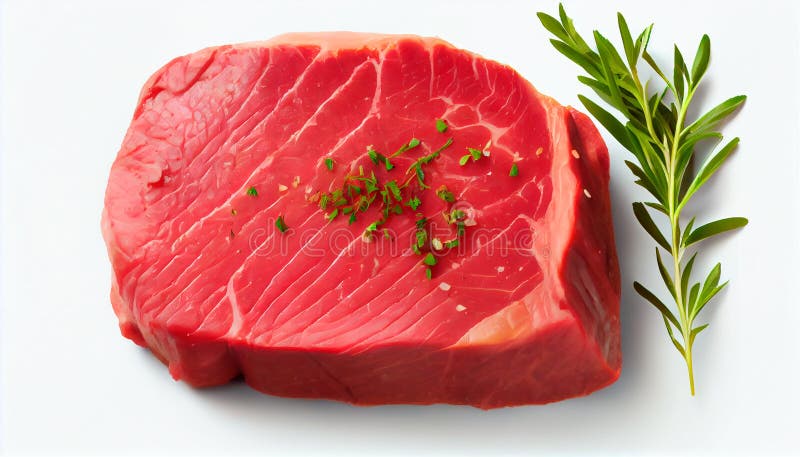 Fresh Raw Beef Steak, Top View, Isolated on White. Generative AI Stock ...
