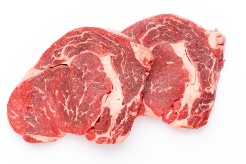 Fresh Raw Bio Beef Steak Isolated on White Background Stock Photo ...