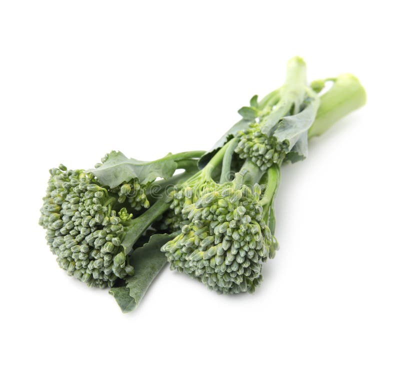 Fresh Raw Broccolini Isolated on White. Healthy Food Stock Photo ...