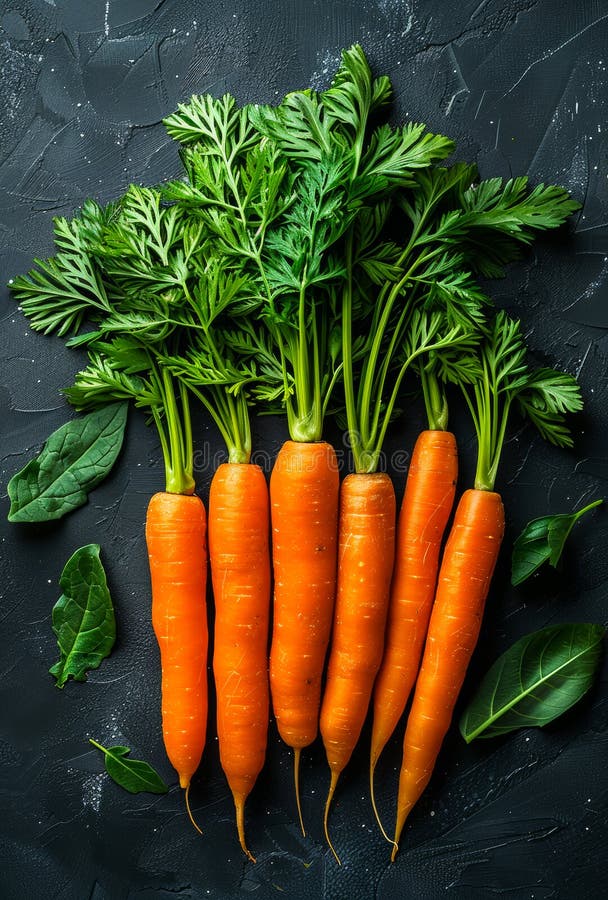 Fresh Raw Carrots on Black Background. a Bunch of Carrots is Sitting ...