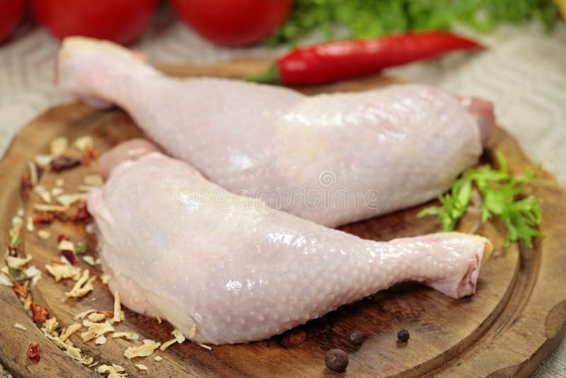 Fresh raw chicken leg stock image. Image of food, spice - 9022777