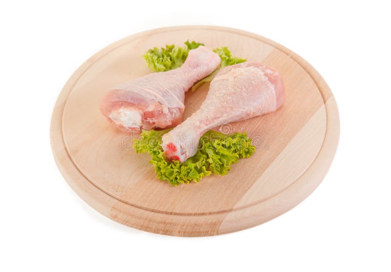 Fresh Raw Chicken Legs On Wooden Board Picture. Image: 19139830
