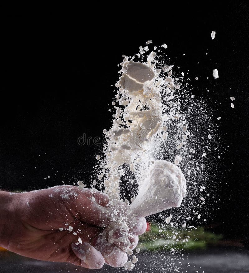 Chicken Meat with Flour in Freeze Motion Stock Image - Image of grilled ...