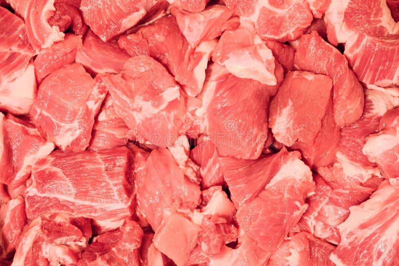 Fresh Raw Chopped Pork Meat Pieces Stock Image - Image of sirloin ...