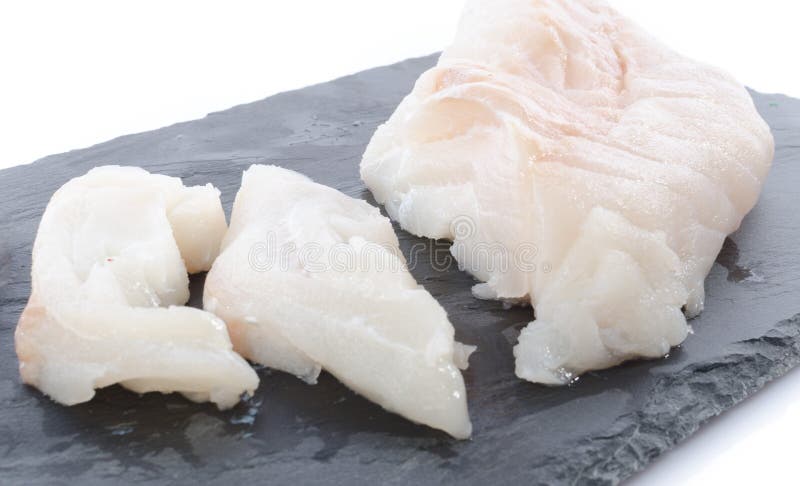 Fresh Raw Cod Fillet on a Slate Plate Stock Photo - Image of filleted ...
