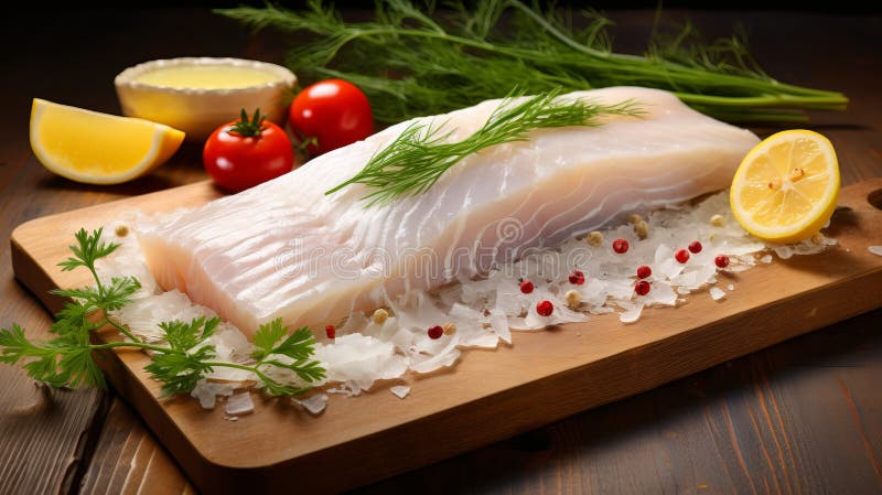 Fresh Raw Cod Fillets with a Delightful Blend of Aromatic Herbs and ...