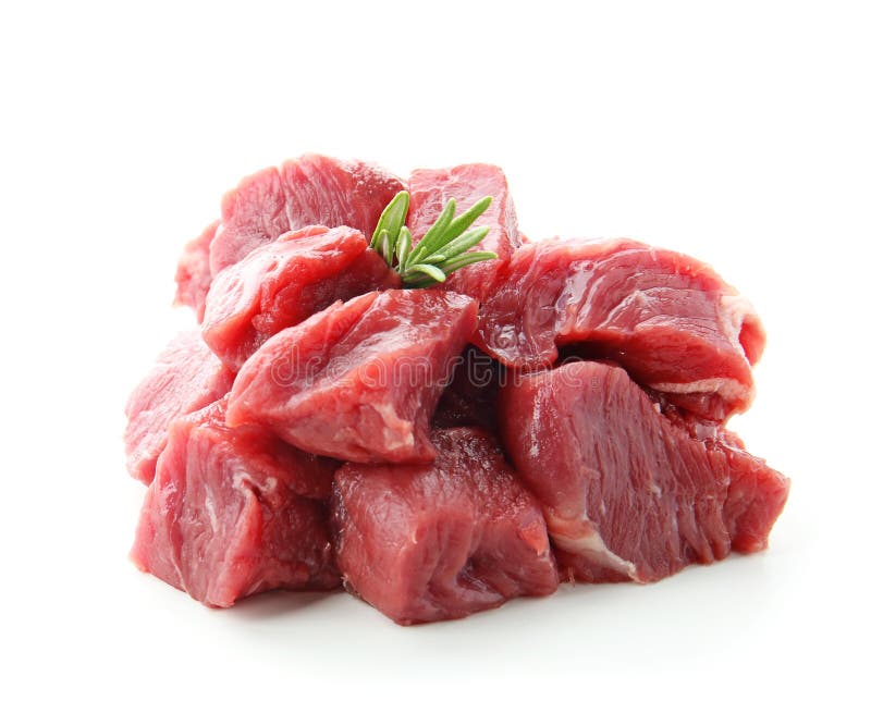 Fresh Raw Cut Meat on White Background Stock Image - Image of fresh ...