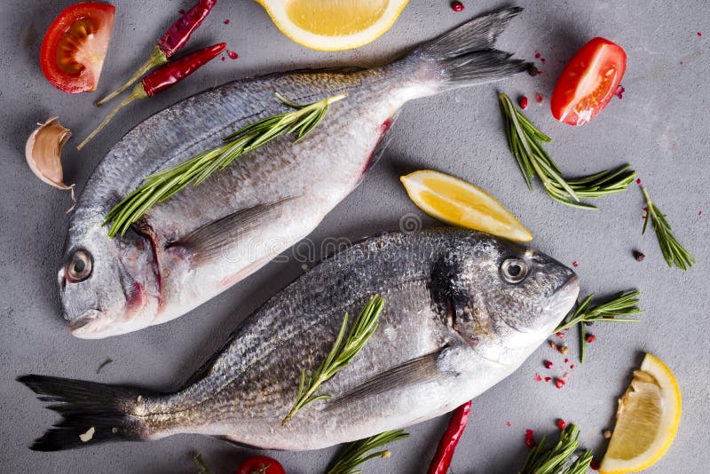 Fresh raw fish stock image. Image of above, organic, herb - 92204421